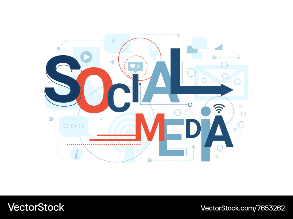Social media word typography Royalty Free Vector Image