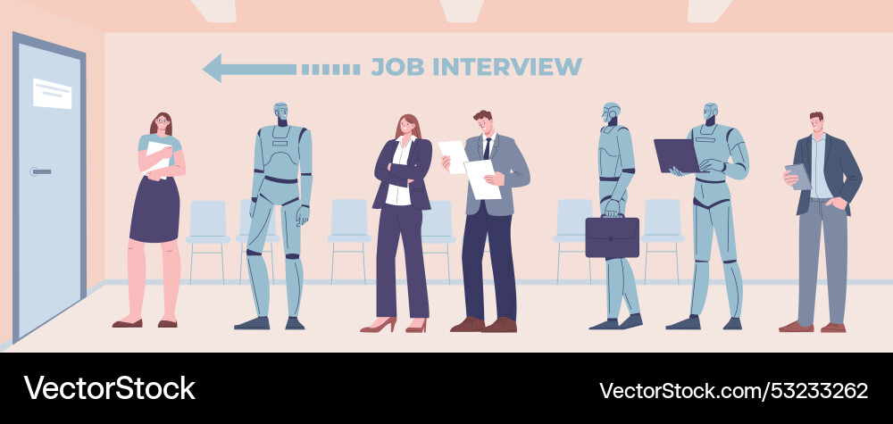 Waiting line employees queue to job interview Vector Image