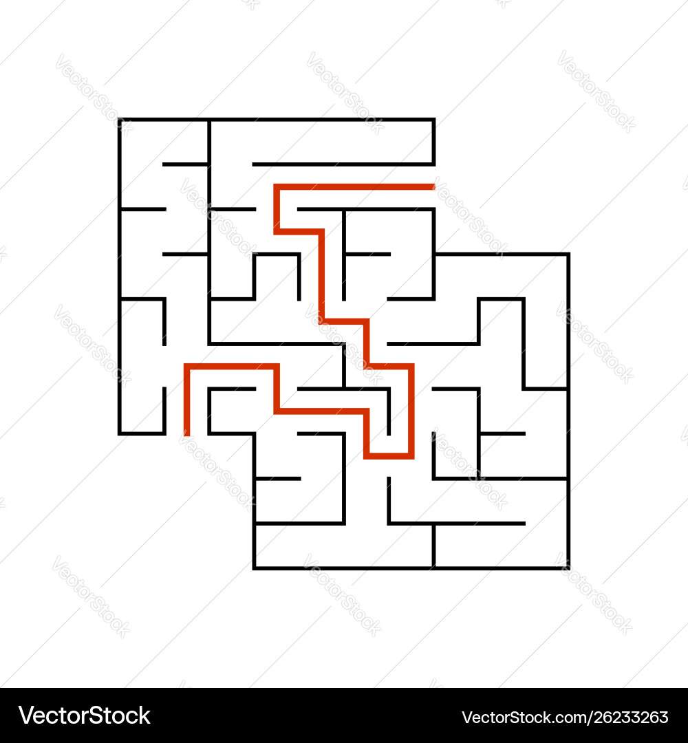 Black square maze with entrance and exit Vector Image