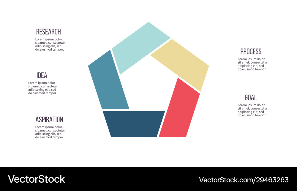 Business infographics pentagon chart with 5 steps Vector Image