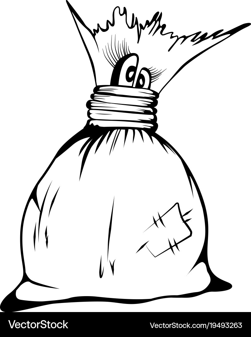 Cartoon Sack Character Sketch Royalty Free Vector Image