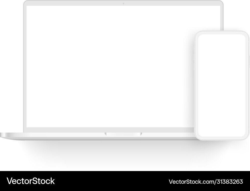 Clay laptop computer and mobile phone isolated Vector Image