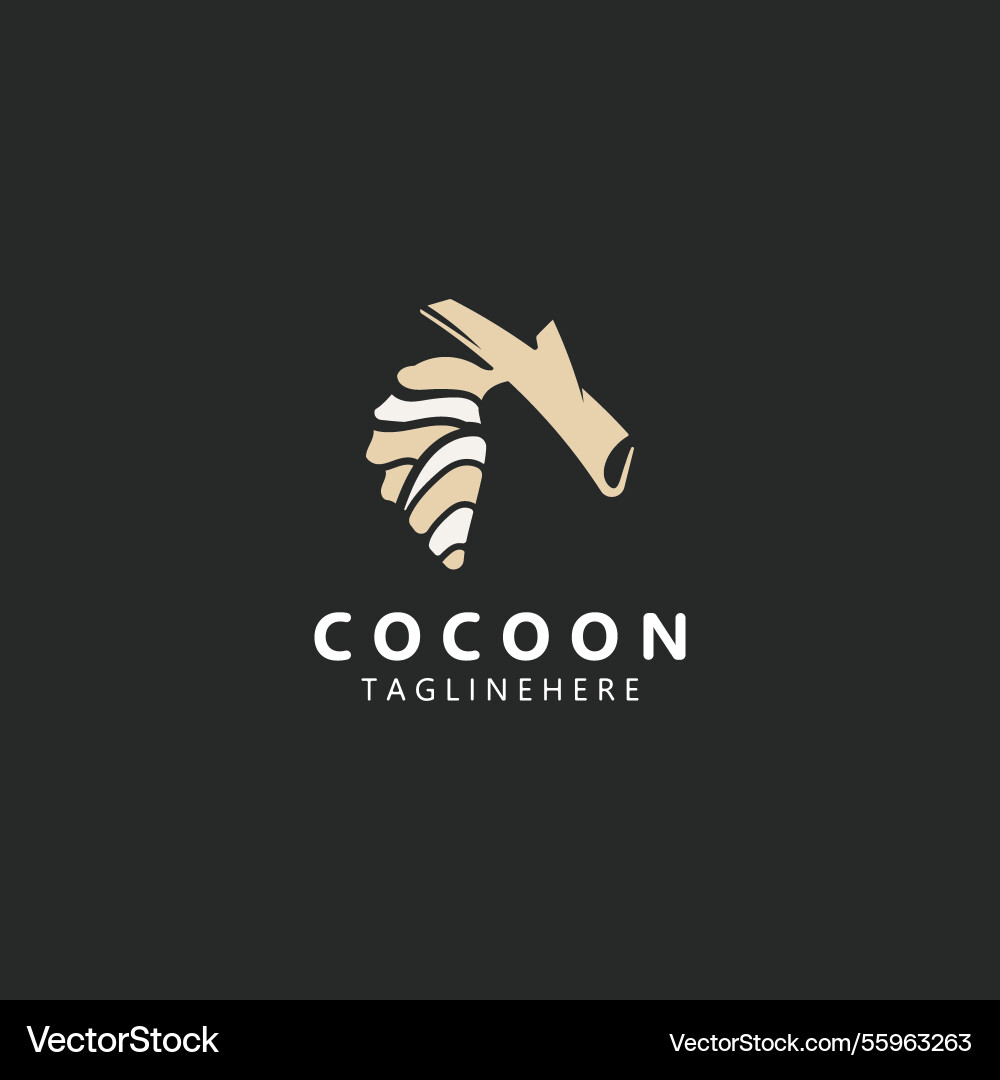 Cocoon logo butterfly silkworm symbol caterpillar Vector Image