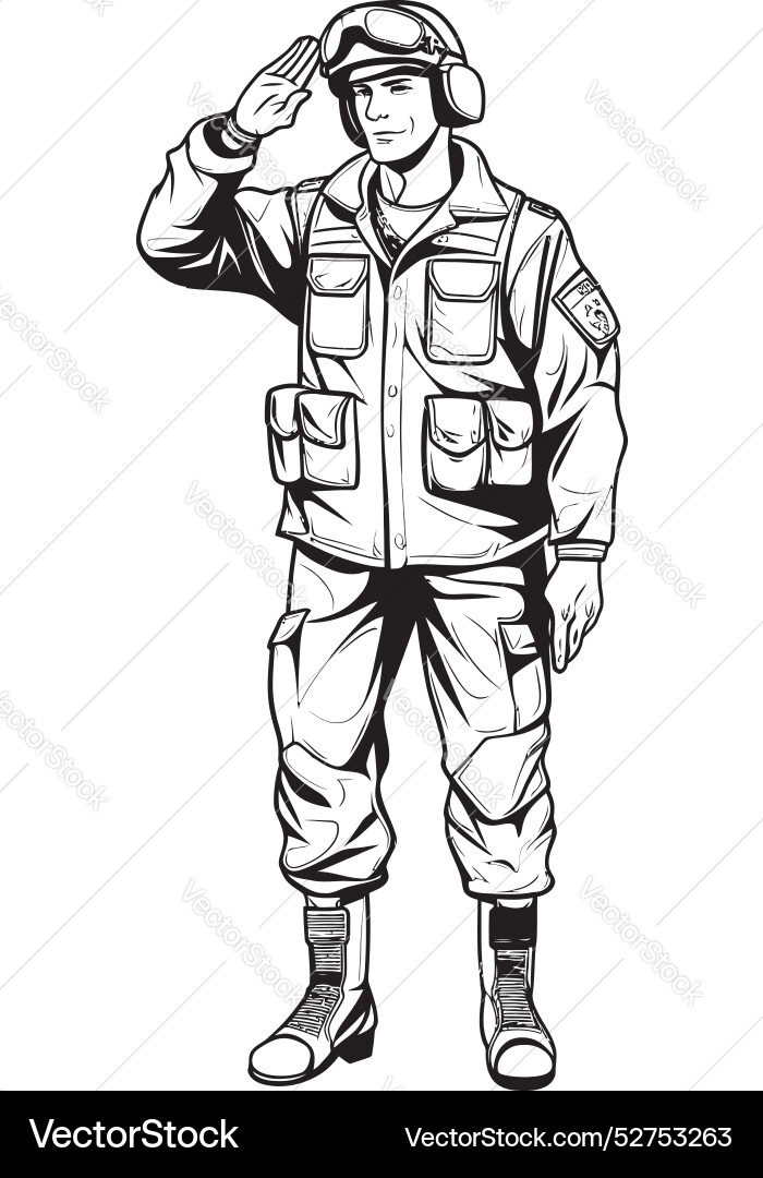 Courageous salute military logo respectful Vector Image