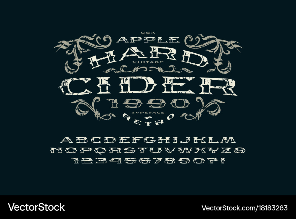Decorative serif extended font in retro style Vector Image