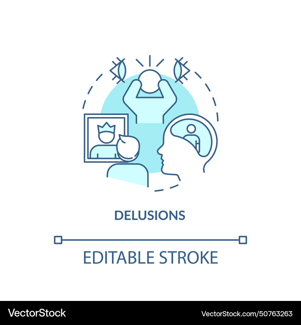 Delusion mental illness soft blue concept icon Vector Image