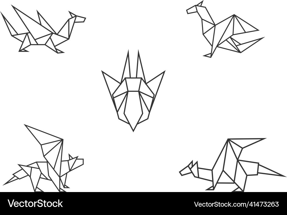 Dragon origami geometric Royalty Free Vector Image