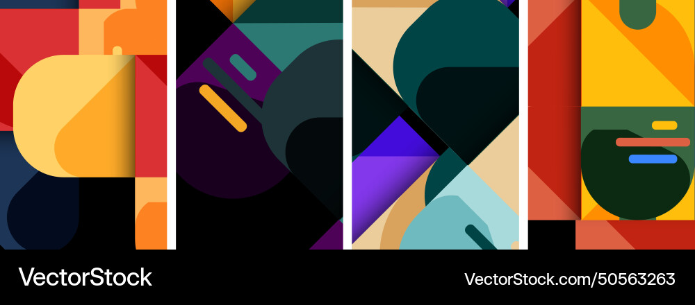 Geometric colorful poster backgrounds with squares