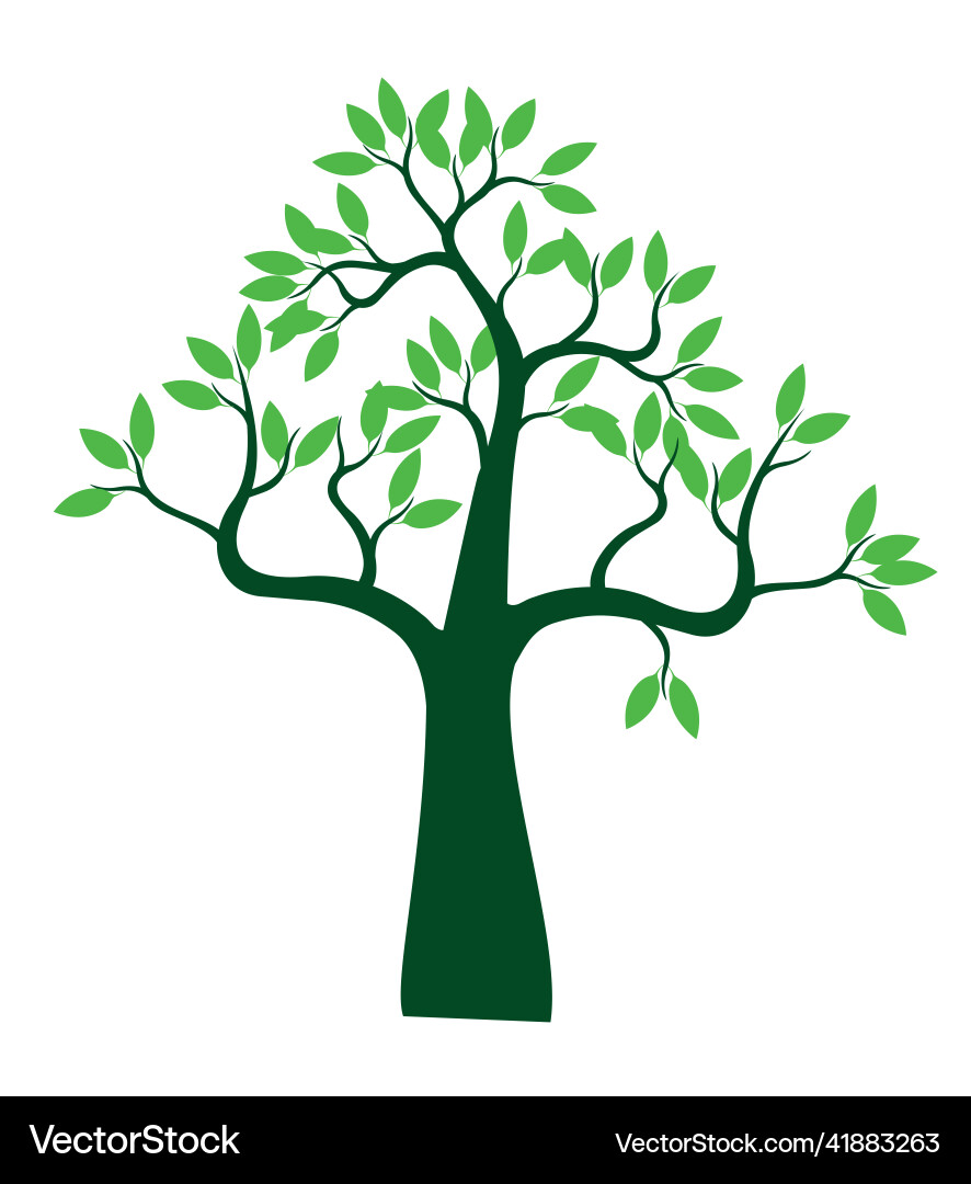 Green tree outline plant in garden Royalty Free Vector Image