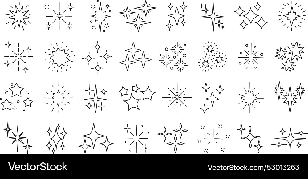 Hand drawn star glitter sparks sparkle Royalty Free Vector