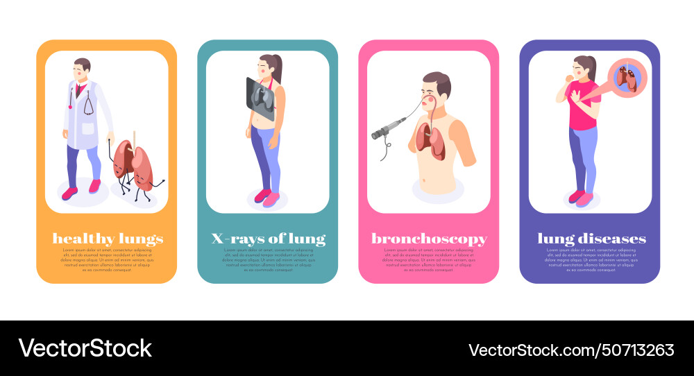 Lung inspection banners set with diseases symbols Vector Image