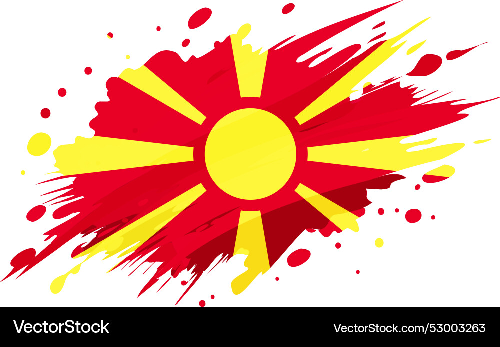 Macedonia flag painted with grunge brush stroke Vector Image