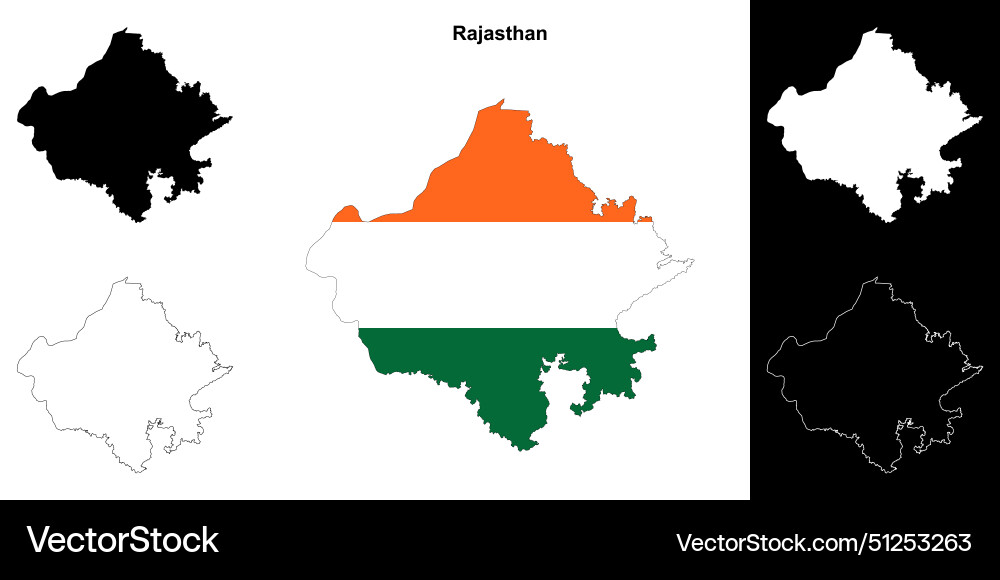 Rajasthan outline map Royalty Free Vector Image