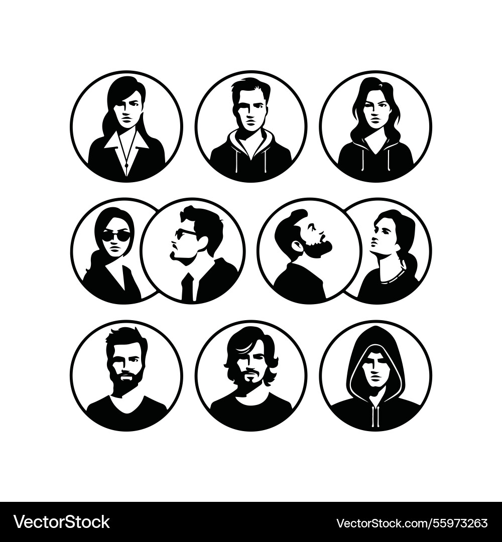User icon set profile and people silhouett Vector Image
