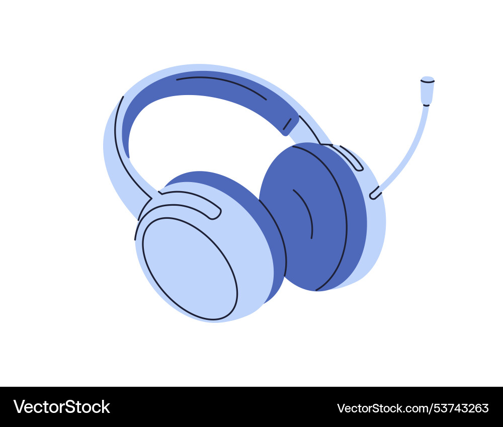 Wireless headset with microphone for audio Vector Image
