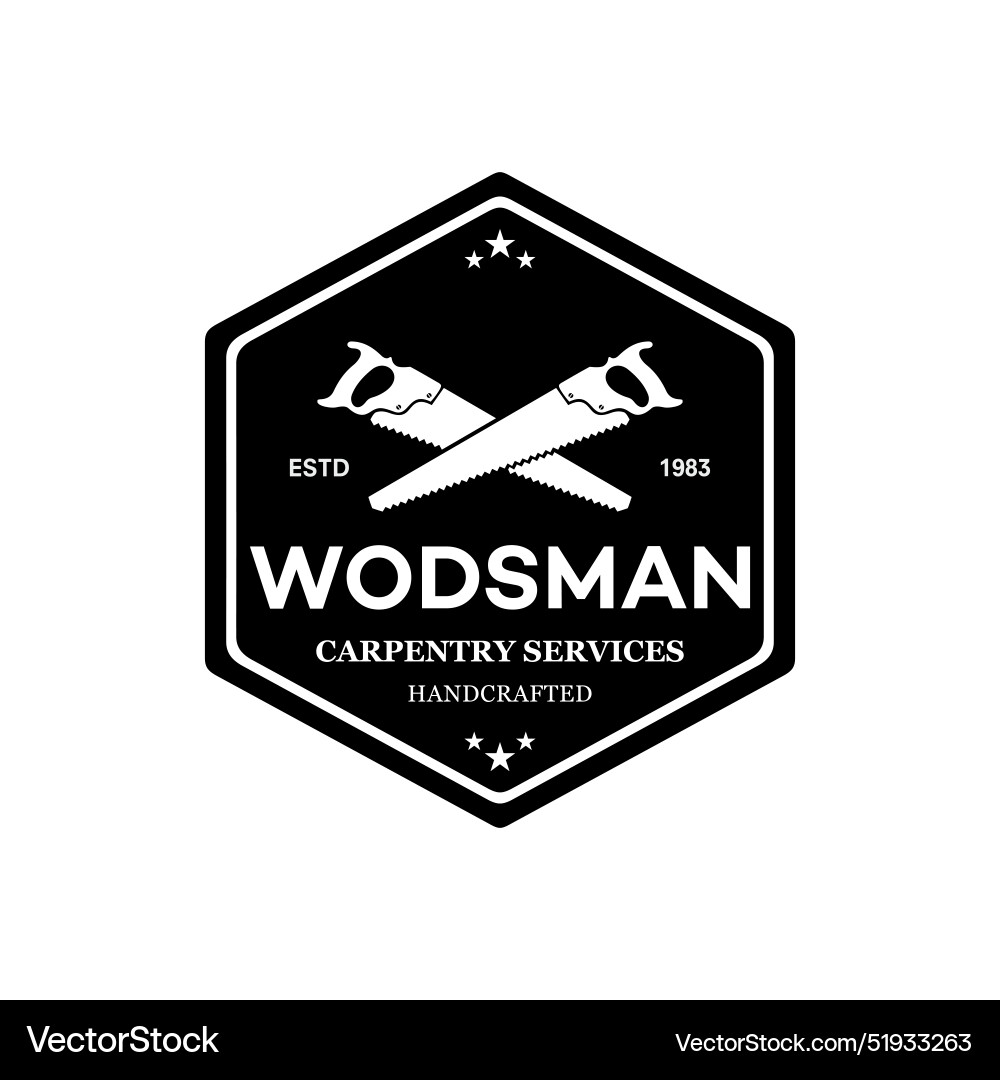 Wood saw logo design carpenter tool silhouette Vector Image