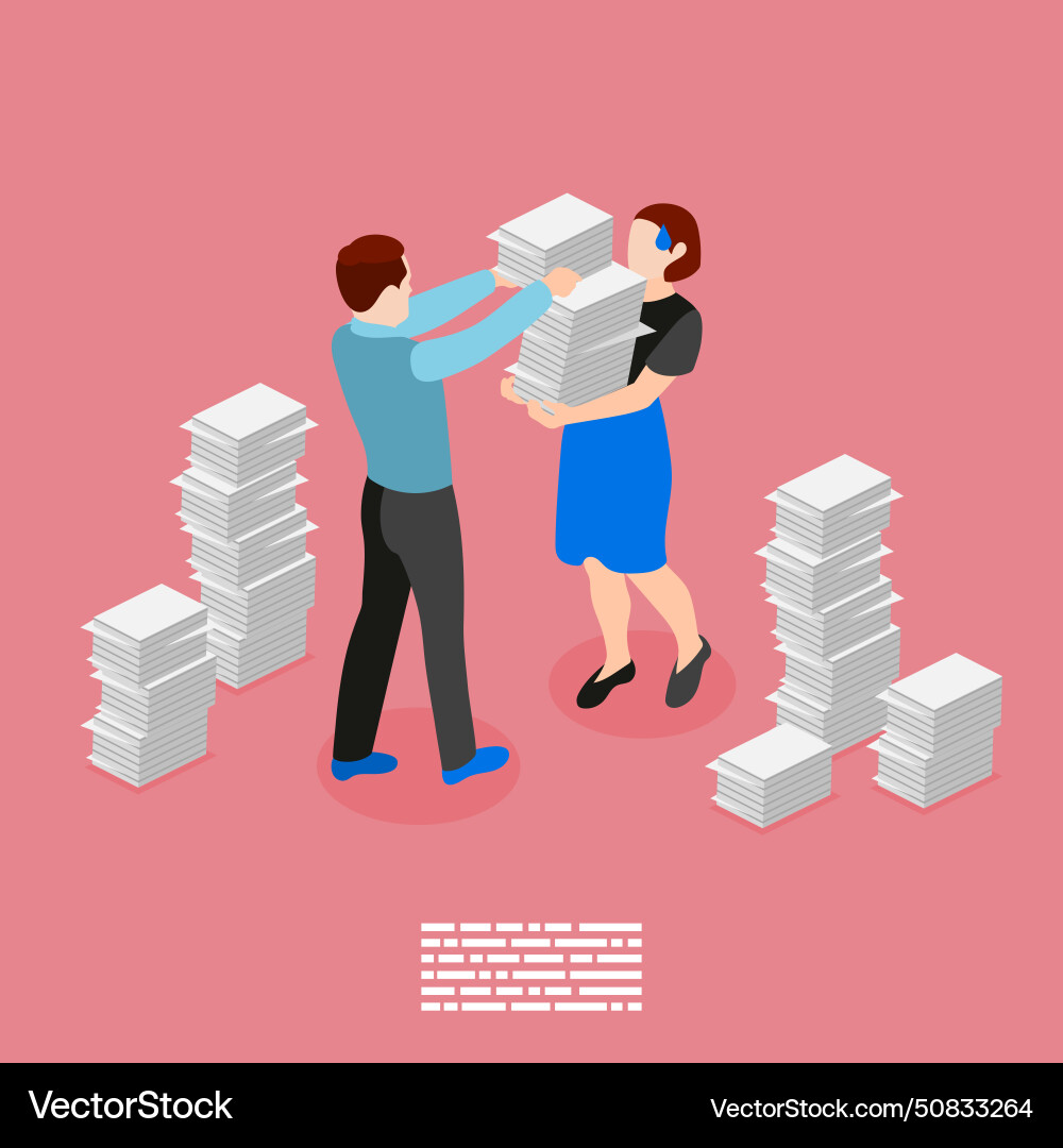 Bad boss isometric and colored concept Royalty Free Vector