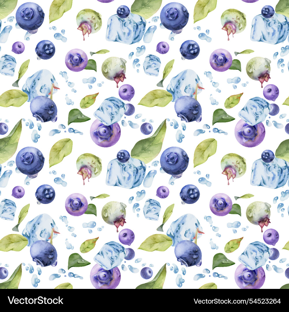 Blueberry blackberry flying in water splashes Vector Image