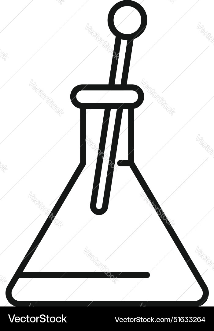 Chemical laboratory glassware icon with stirrer Vector Image