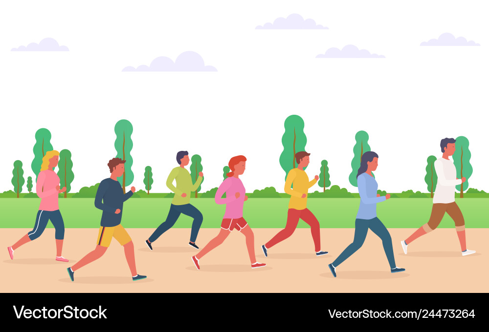 Group of people running Royalty Free Vector Image