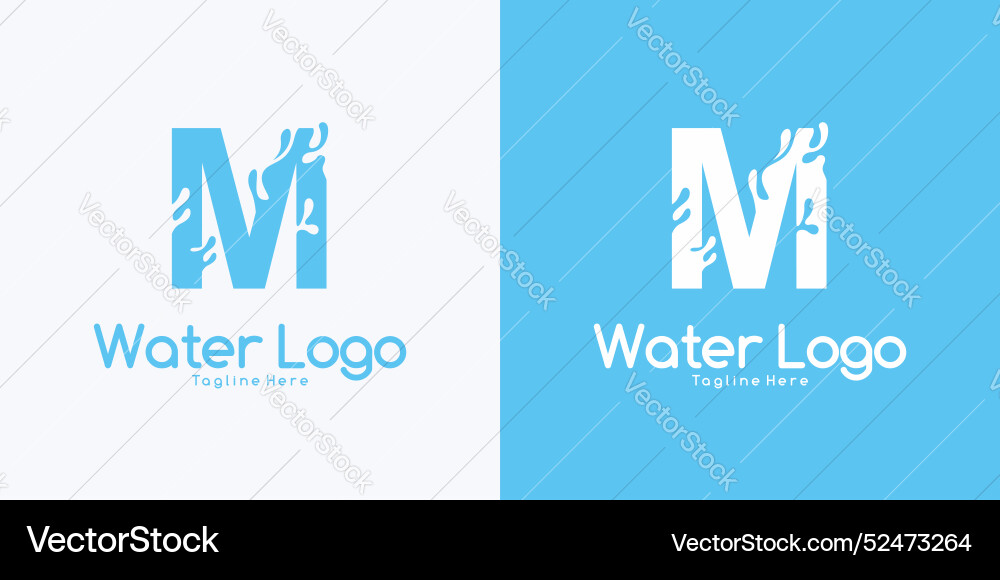 Letter m logo splash water wave design Royalty Free Vector