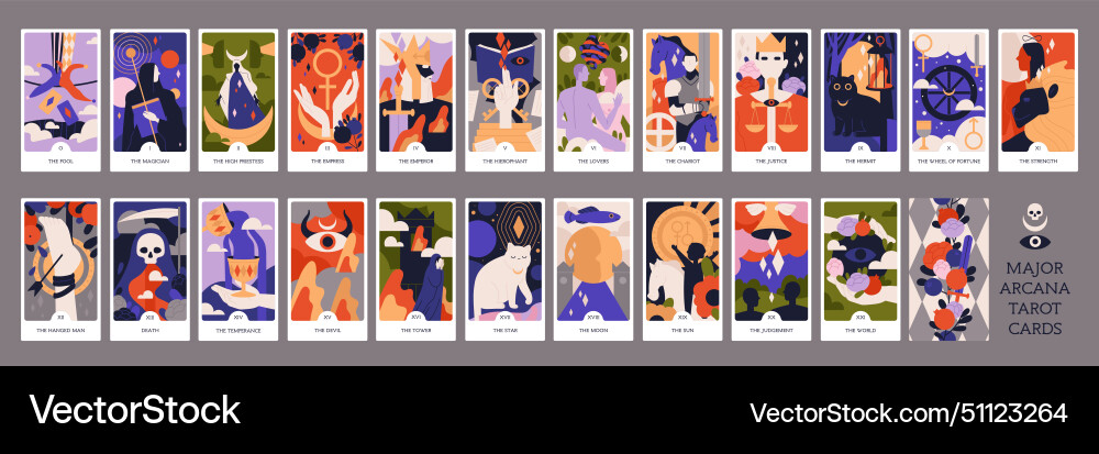 Set of major arcana tarot cards Royalty Free Vector Image