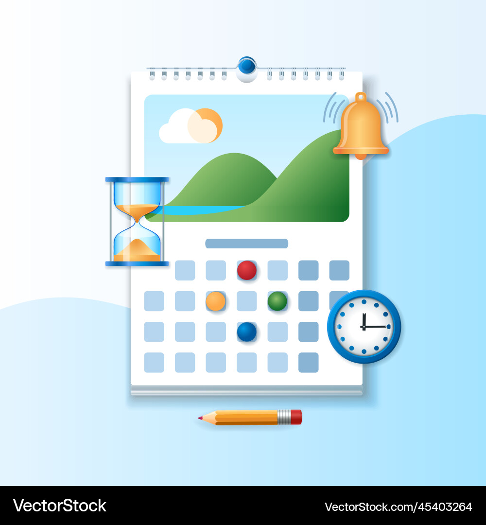 Time management concept in 3d style Royalty Free Vector