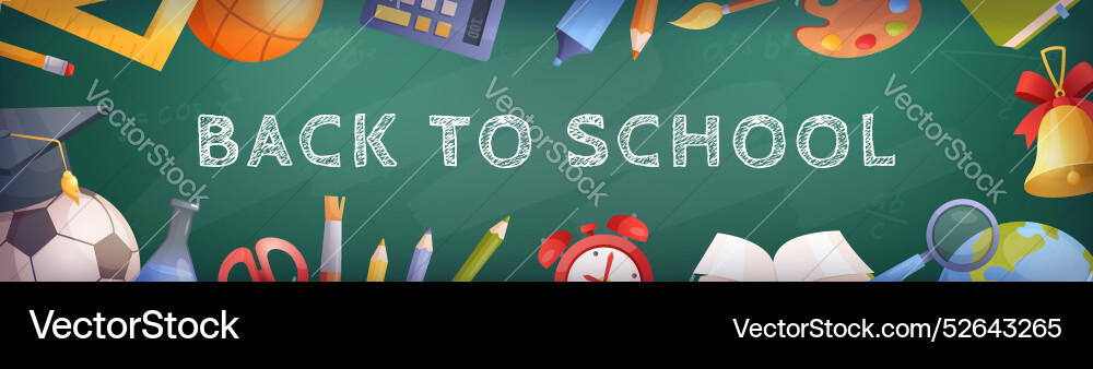 Back to school horizontal banner Royalty Free Vector Image
