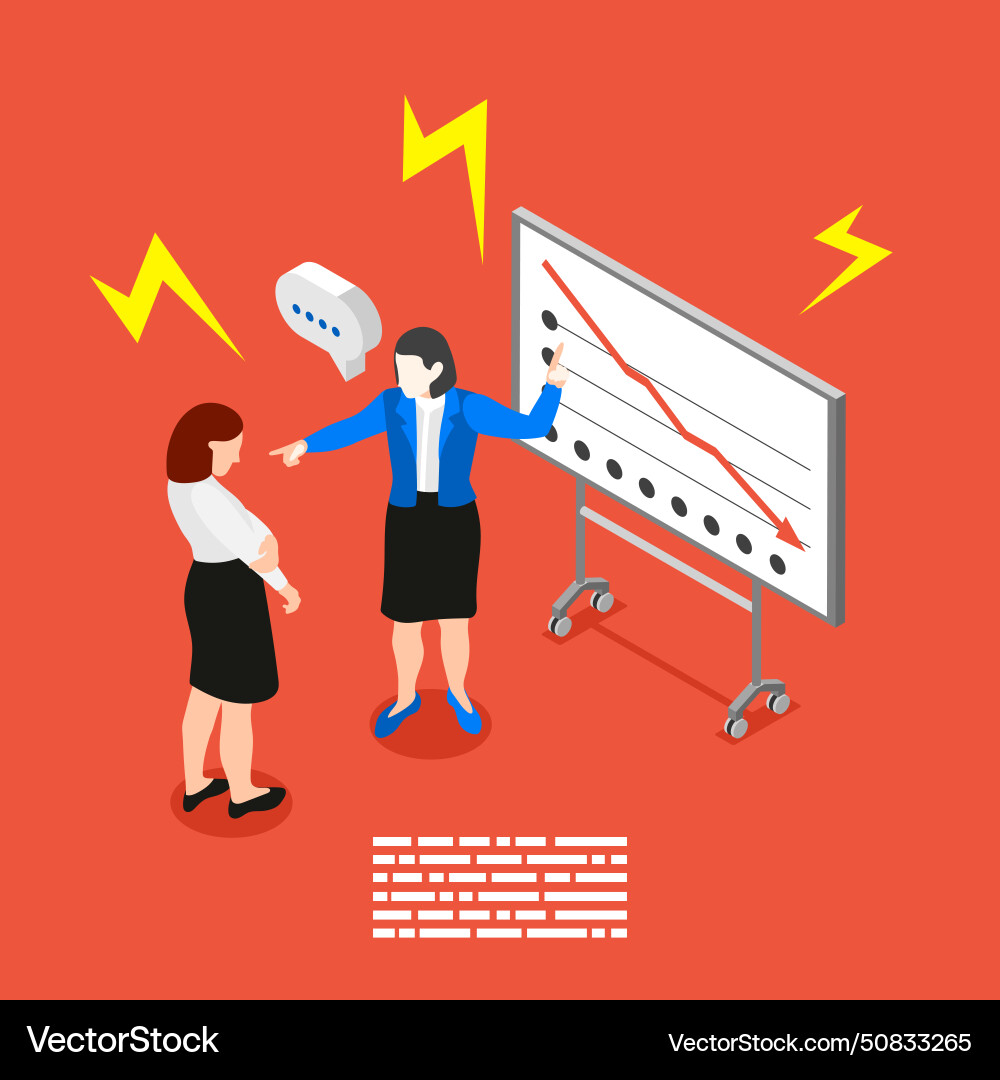 Bad boss isometric red composition Royalty Free Vector Image
