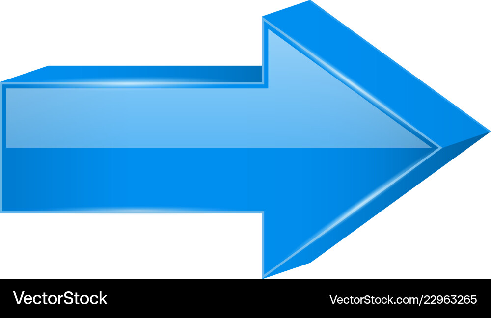 Blue arrow 3d next icon Royalty Free Vector Image