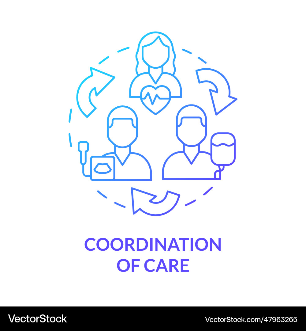Coordination of care blue gradient concept icon Vector Image