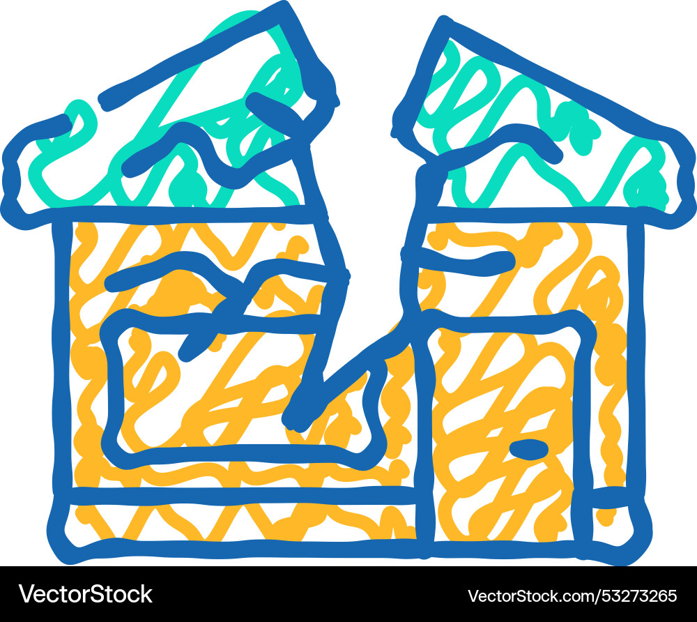 Crashed house icon doodle Royalty Free Vector Image