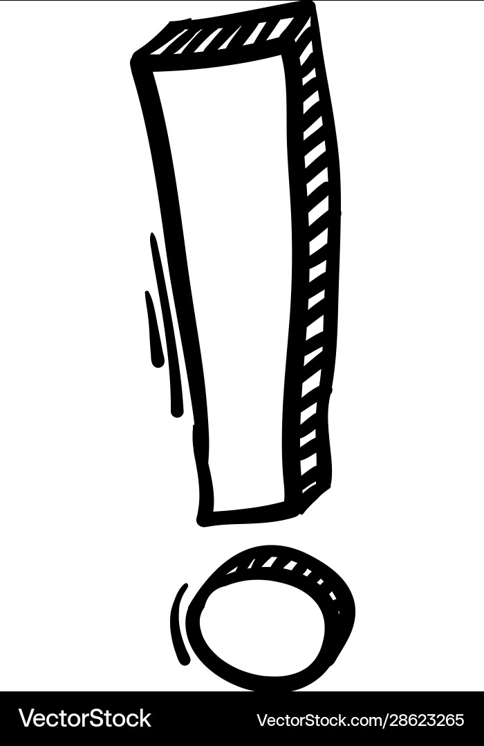 Doodle exclamation mark symbol Royalty Free Vector Image