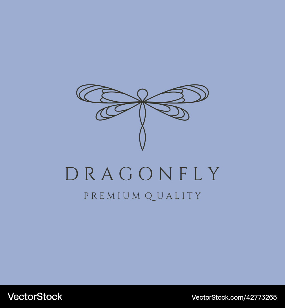 Dragonfly premium line art logo symbol design Vector Image