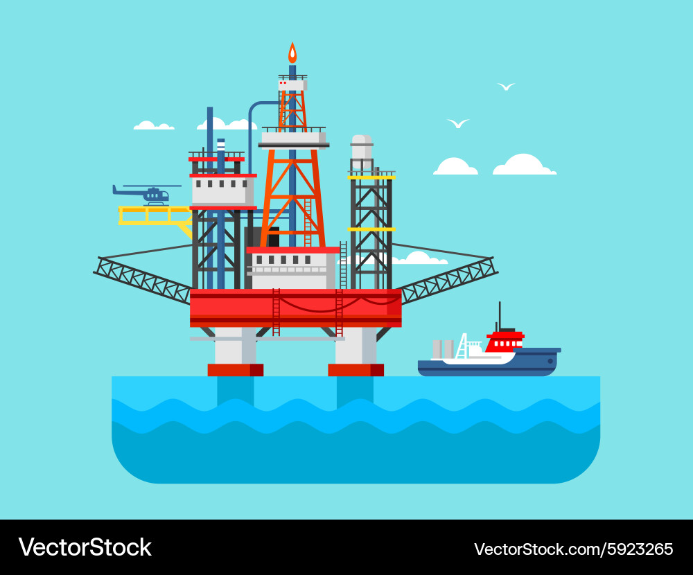 Drilling rig at sea Royalty Free Vector Image - VectorStock