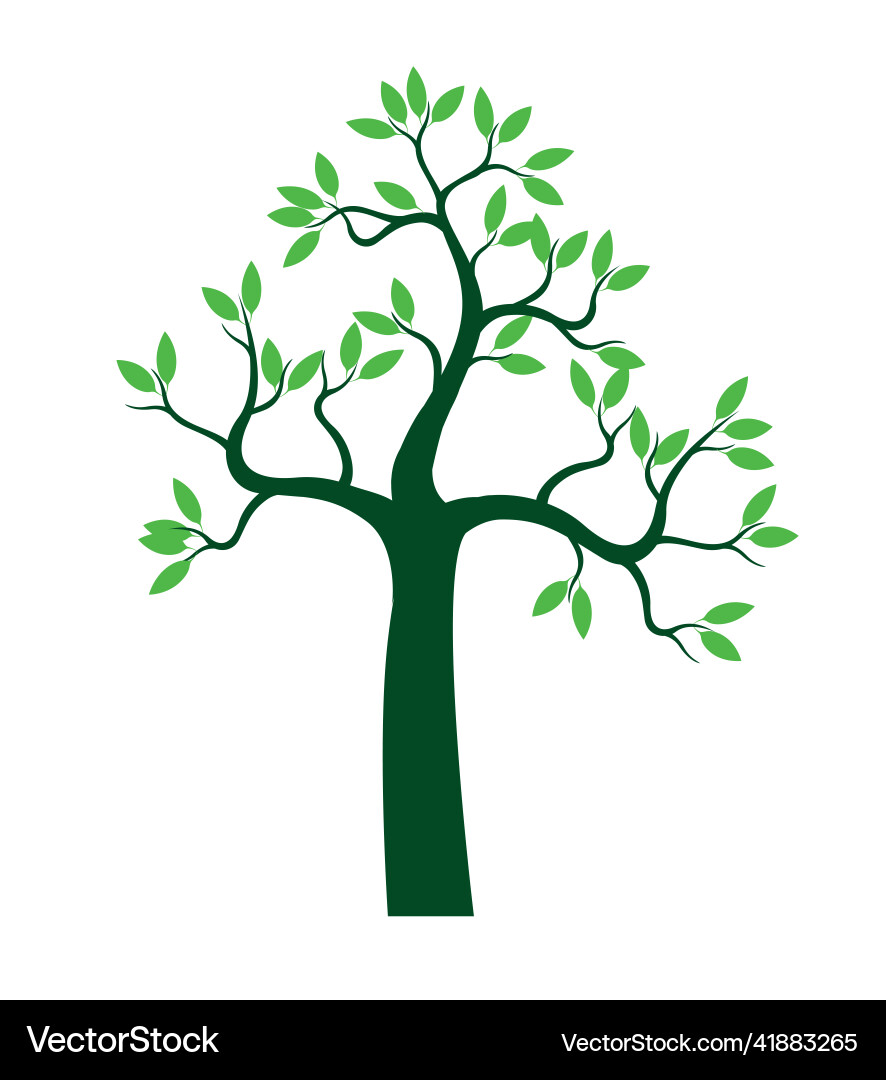 Green tree outline plant in garden Royalty Free Vector Image
