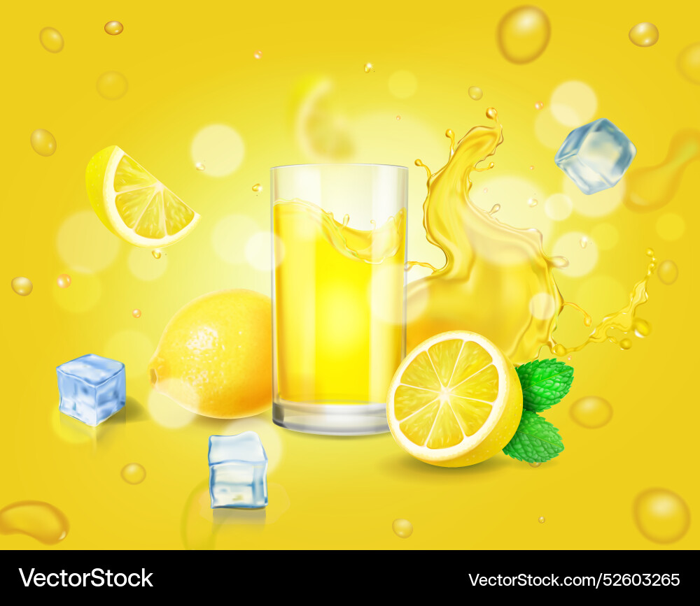 Lemon juice advertising fresh lemonade banner Vector Image