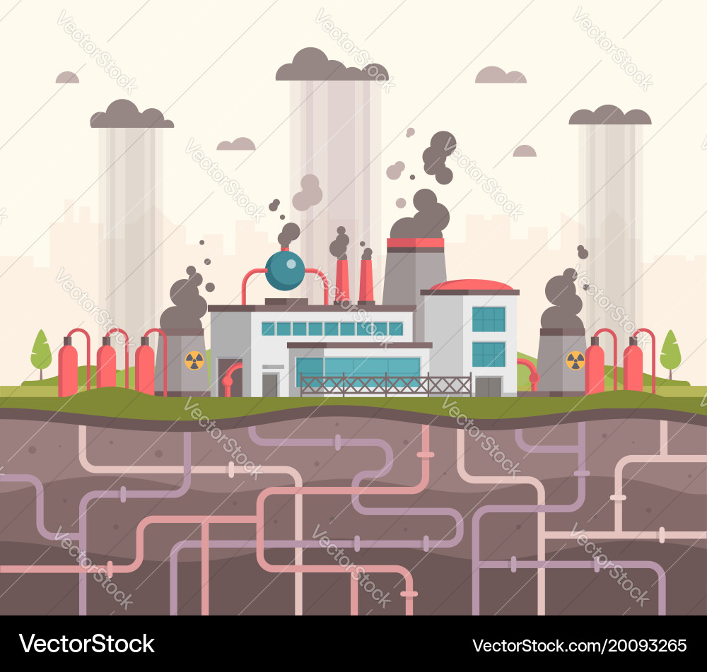 Plant with underground pipes - modern flat design Vector Image