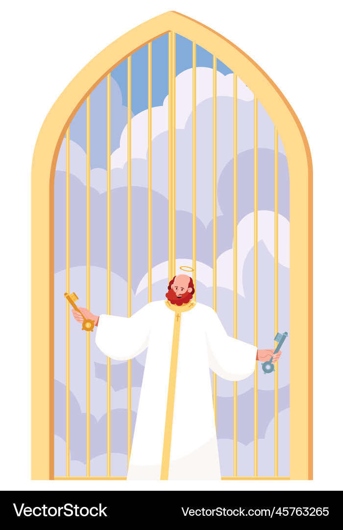 Saint peter and the gate Royalty Free Vector Image