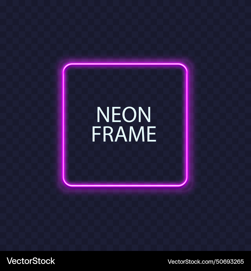 Square neon frames fluorescent outline border Vector Image