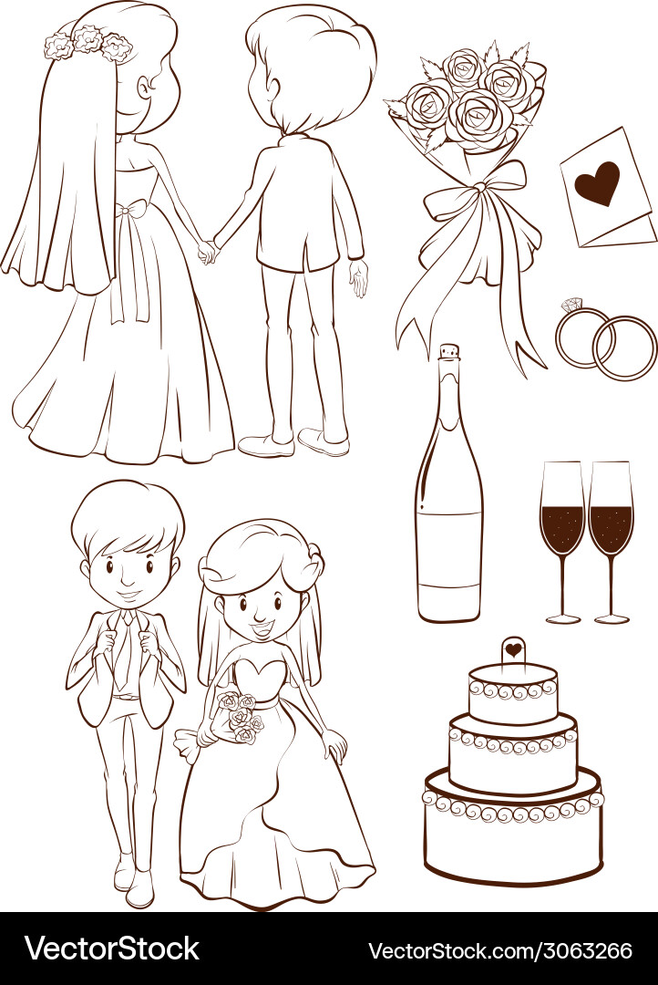 A plain sketch of wedding ceremony Royalty Free Vector Image