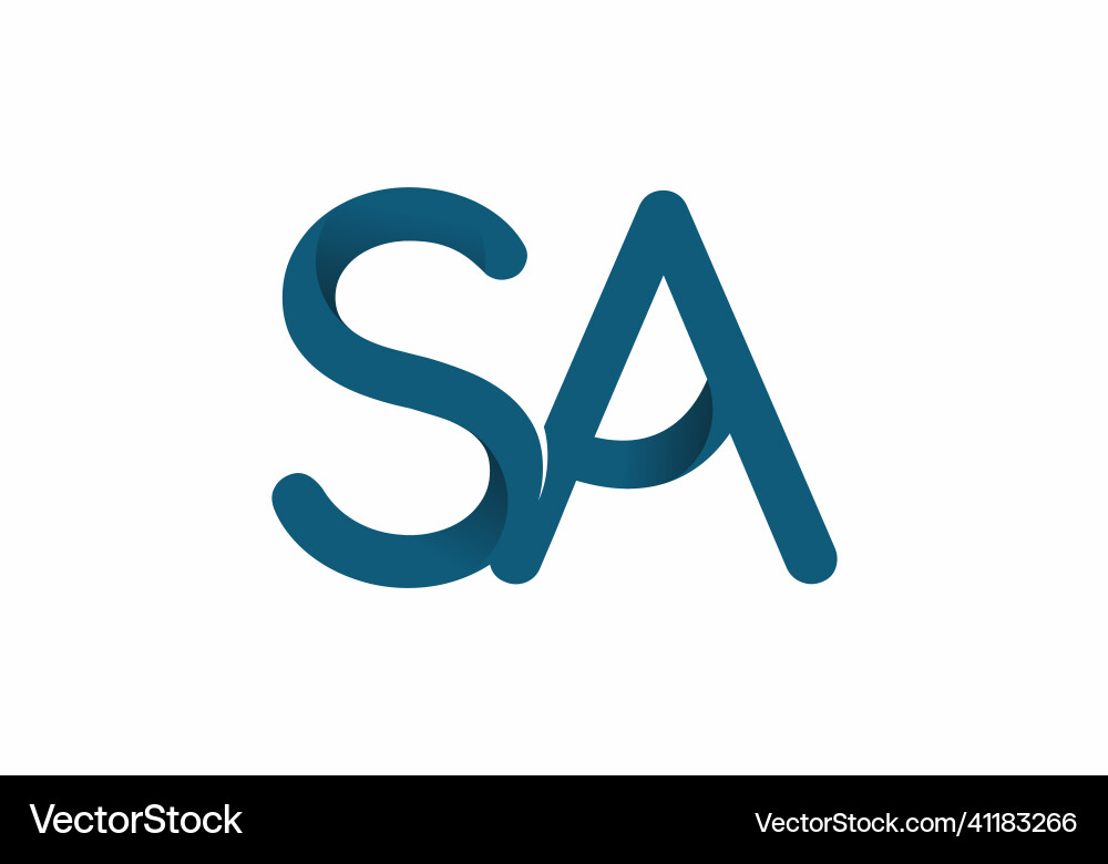 Blue color of sa initial letter Royalty Free Vector Image