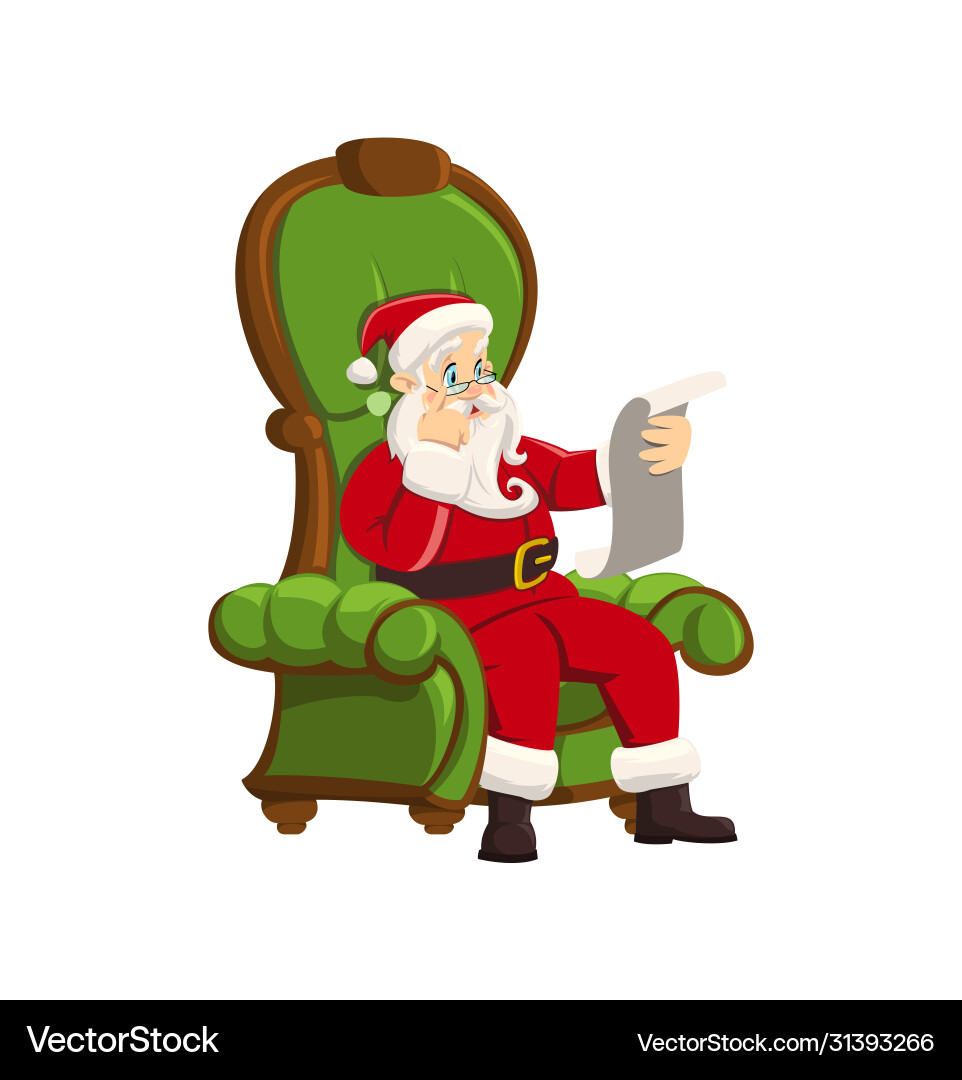 Cheerful Santa Reading Letter Royalty Free Vector Image