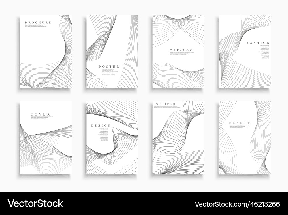 Collection of white abstract striped covers Vector Image