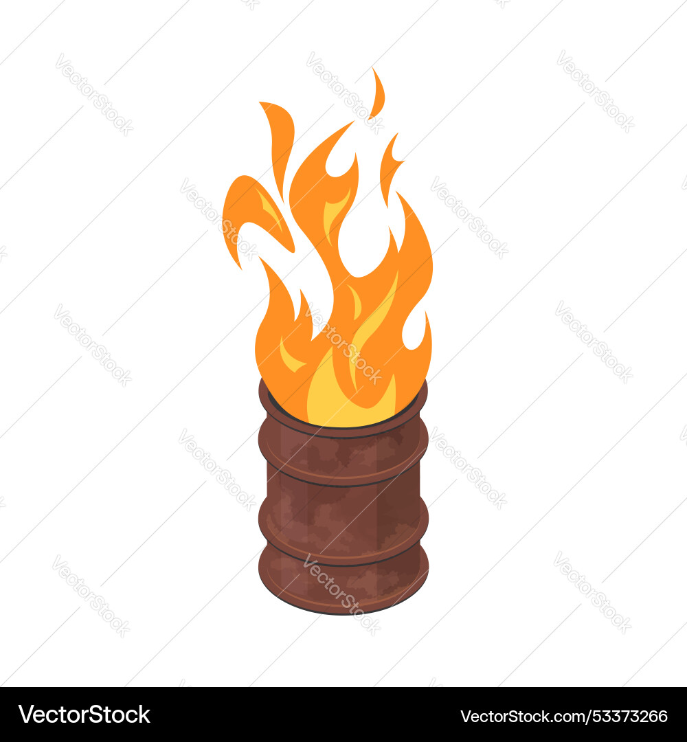 Fire in a barrel isometric view Royalty Free Vector Image