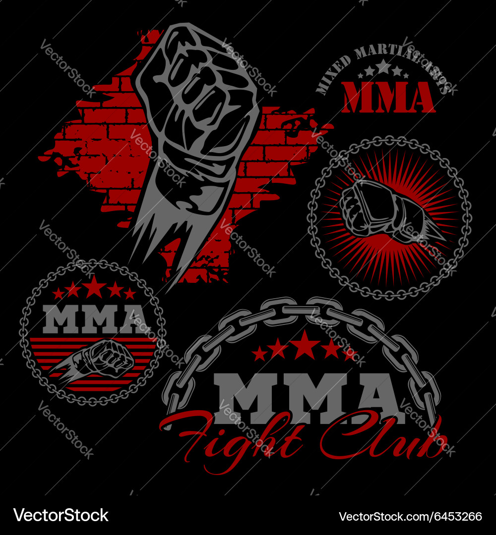 MMA Emblem & Badge Collection Royalty Free Vector Image