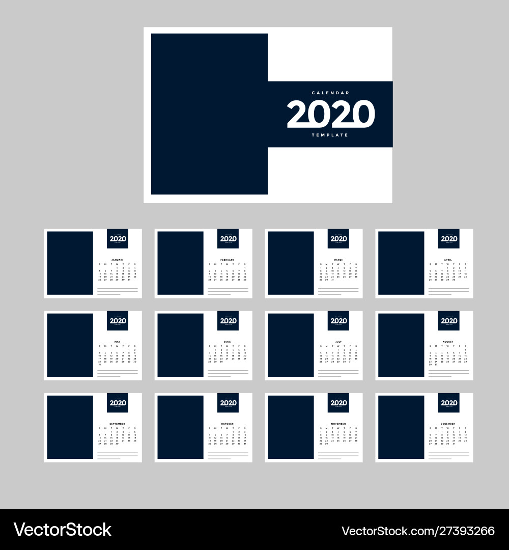 Modern corporate calendar a4 background template Vector Image