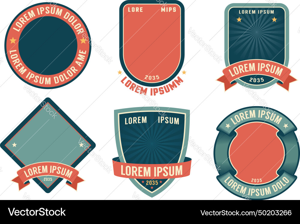 Retro badge template with ribbons Royalty Free Vector Image