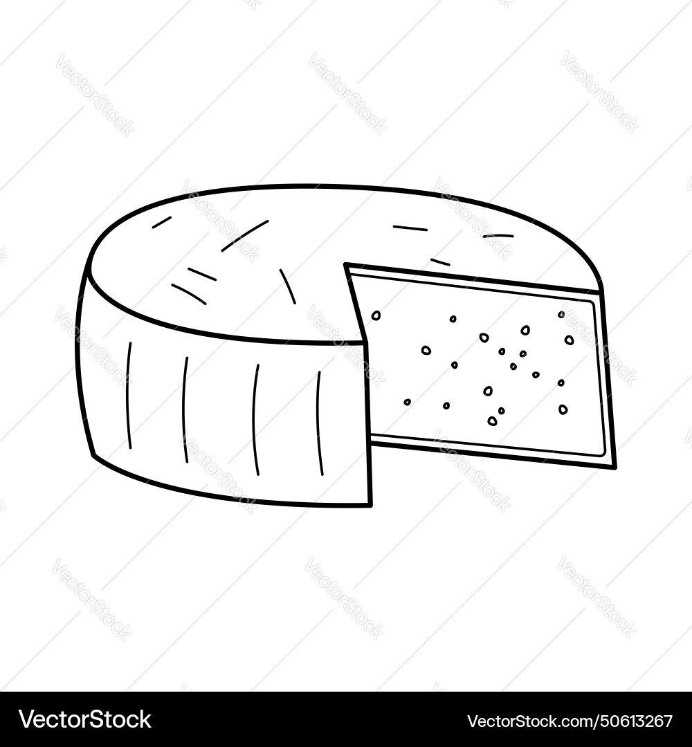 Block of cheese simple linear Royalty Free Vector Image