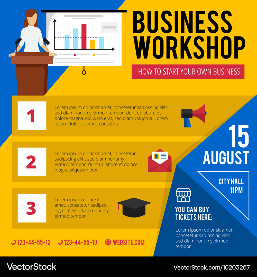 Business training workshop announcement poster Vector Image
